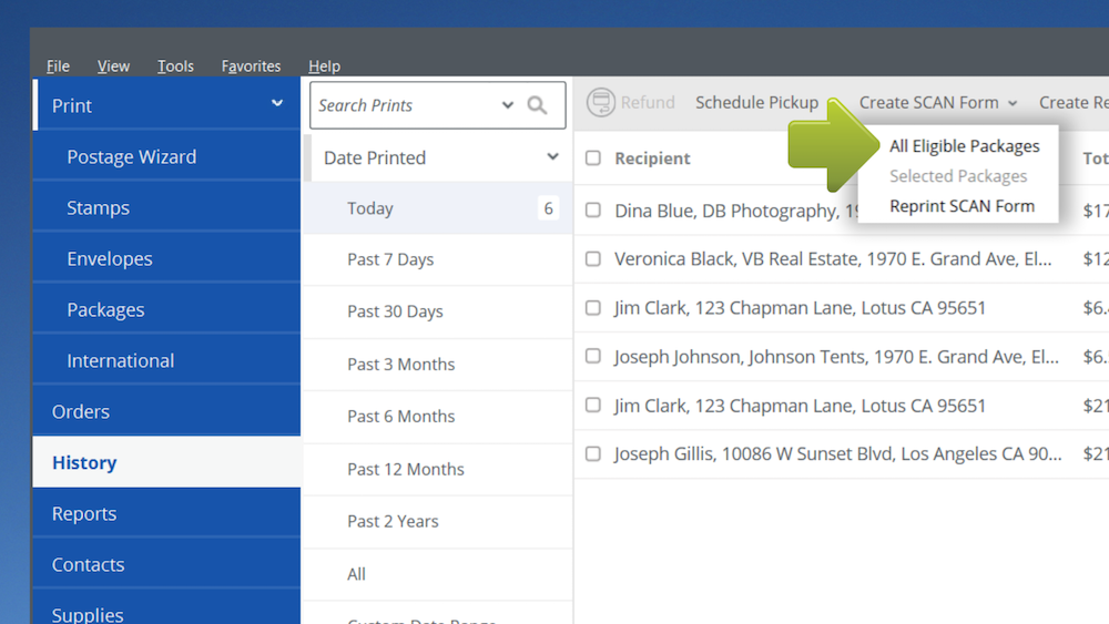 Create a USPS SCAN Form – Stamps