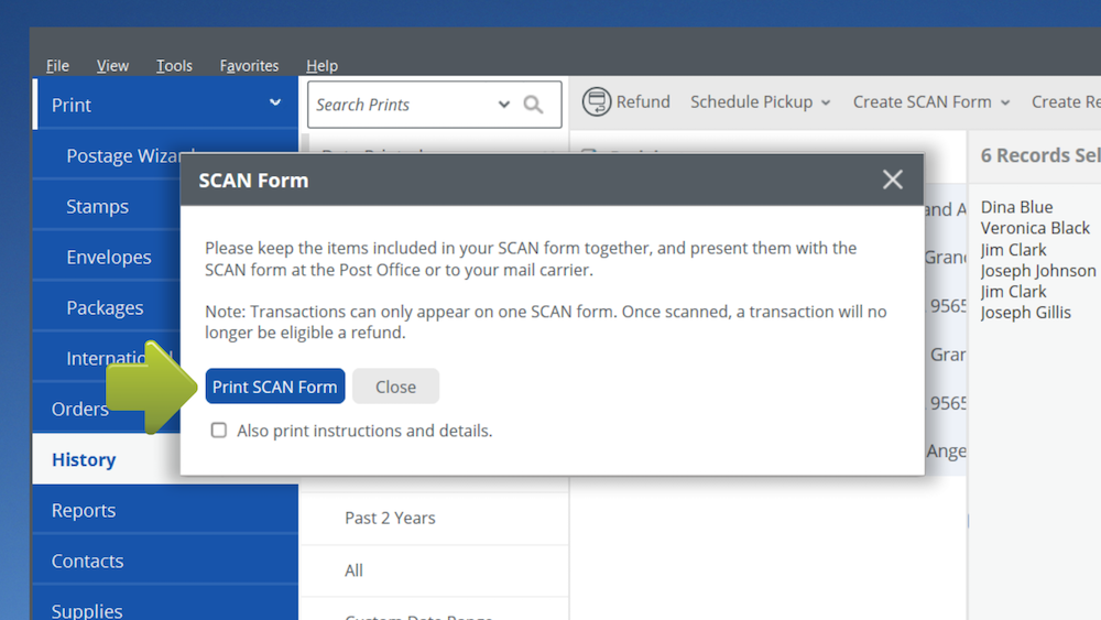 Create a USPS SCAN Form – Stamps