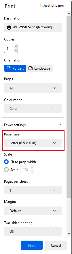 Select Paper Size in Your Browser – Stamps