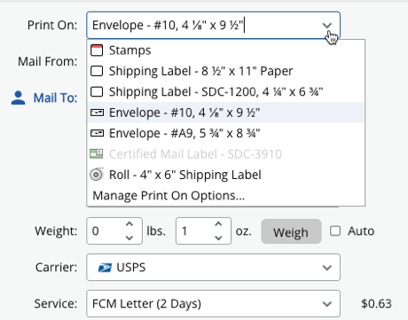 Print Sample Envelope – Stamps