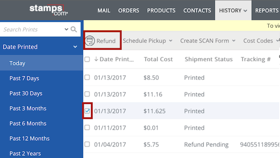 Request an Envelope Refund – Stamps