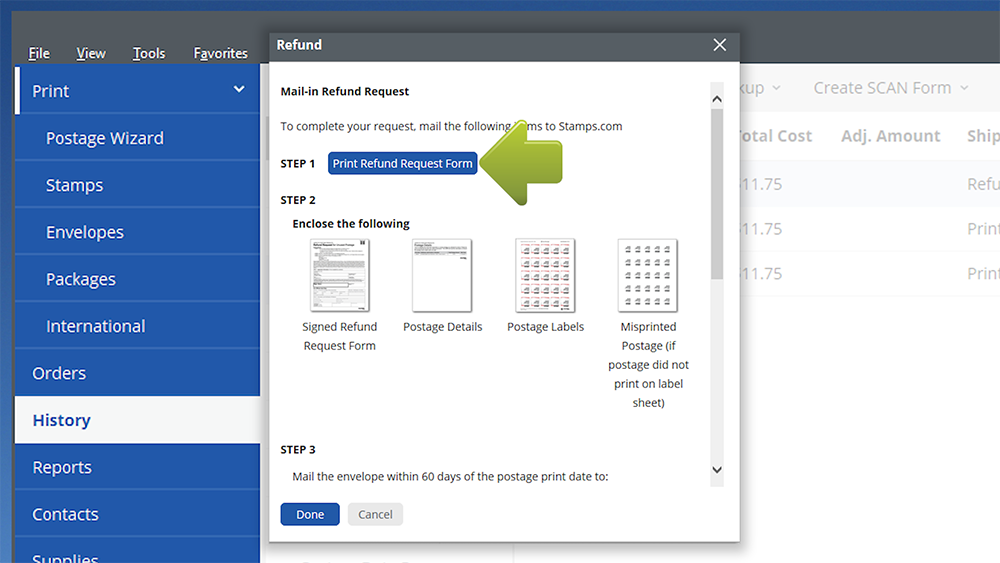Request a Label Refund – Stamps