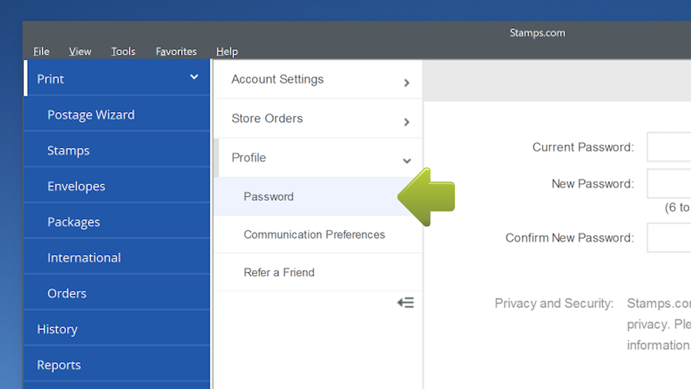 Change or Reset Your Account Passwords – Stamps