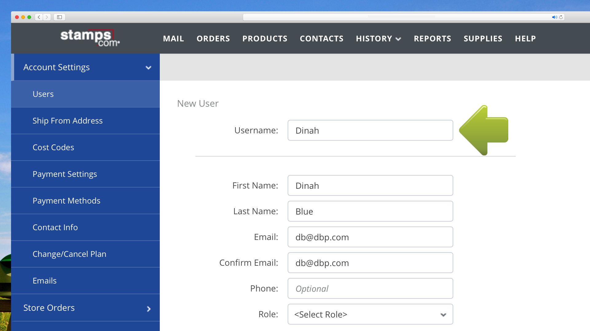Manage Account Users – Stamps