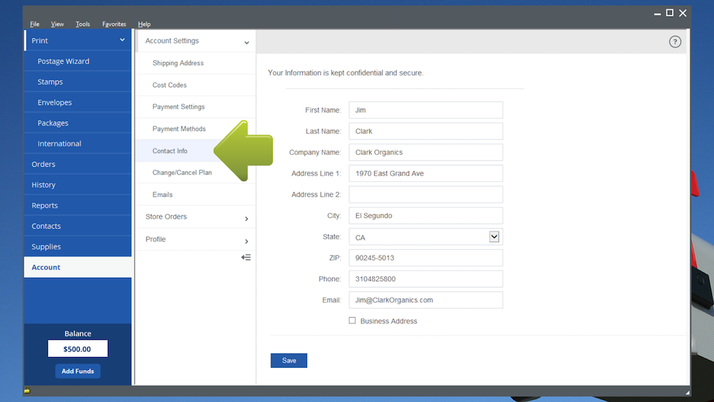 Update Your Contact Information – Stamps