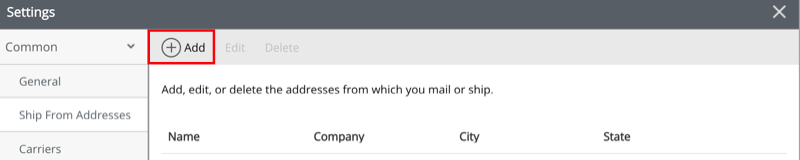 Manage Shipping Addresses – Stamps