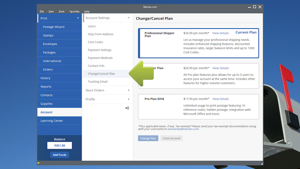 Close Your Account – Stamps