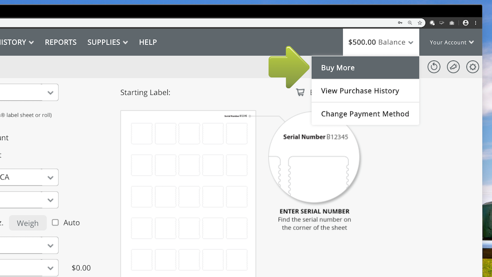 Fund Your Account Balance – Stamps