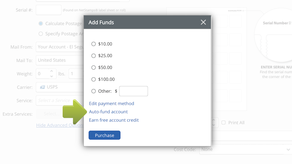 Fund Your Account Balance – Stamps