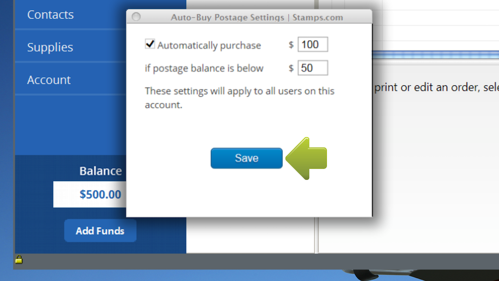 Fund Your Account Balance – Stamps
