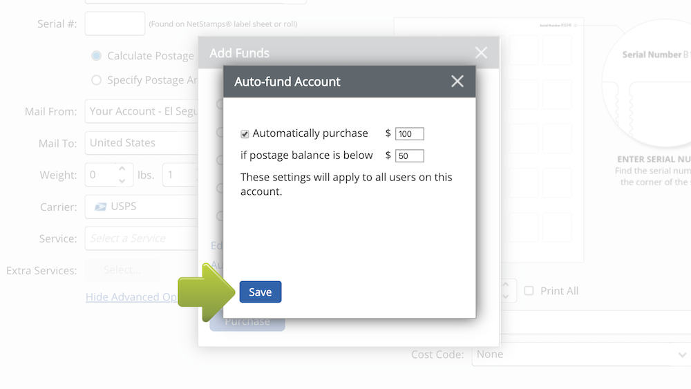 Fund Your Account Balance – Stamps