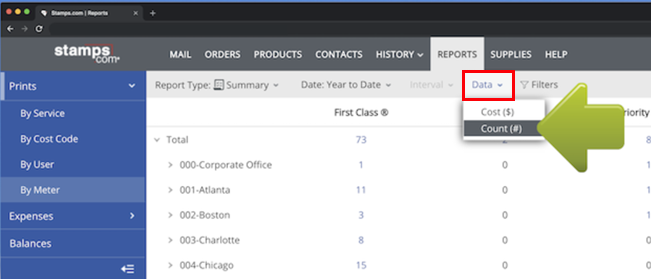 Prepare a Piece Count Report – Stamps