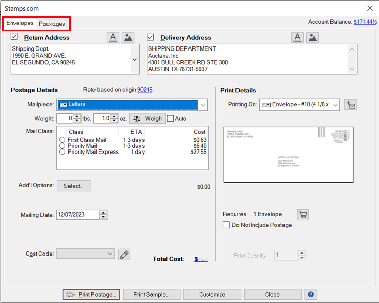 Print Postage from Microsoft Word or Outlook – Stamps
