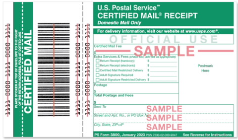 Send Certified or Registered Mail – Stamps