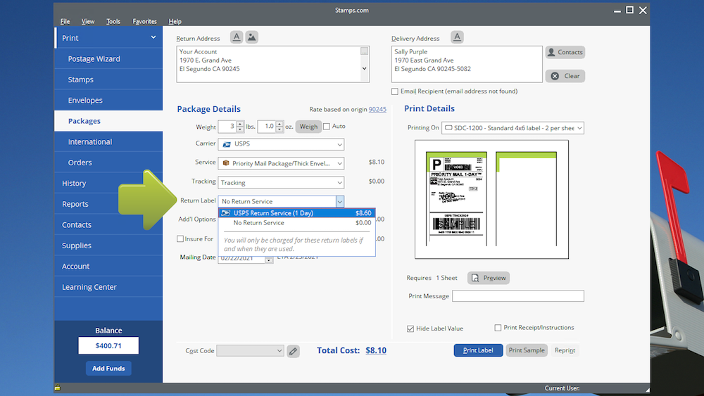 Create Return Labels – Stamps