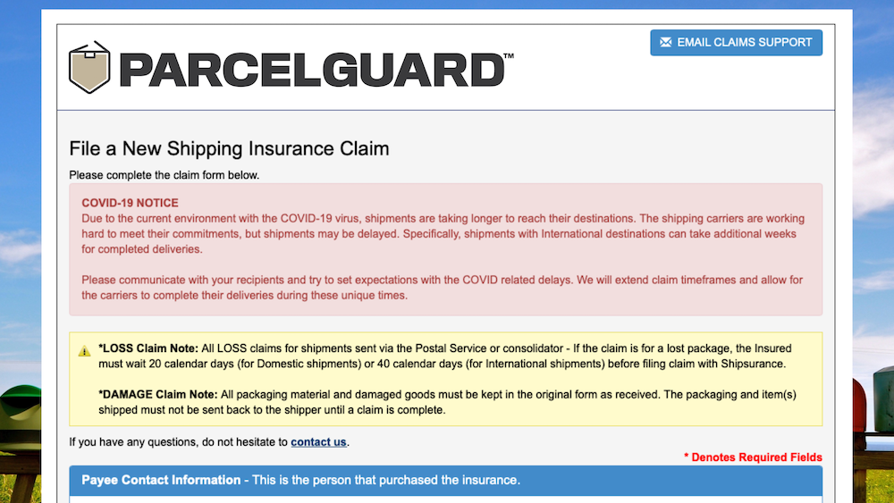 File a ParcelGuard™ Claim – Stamps