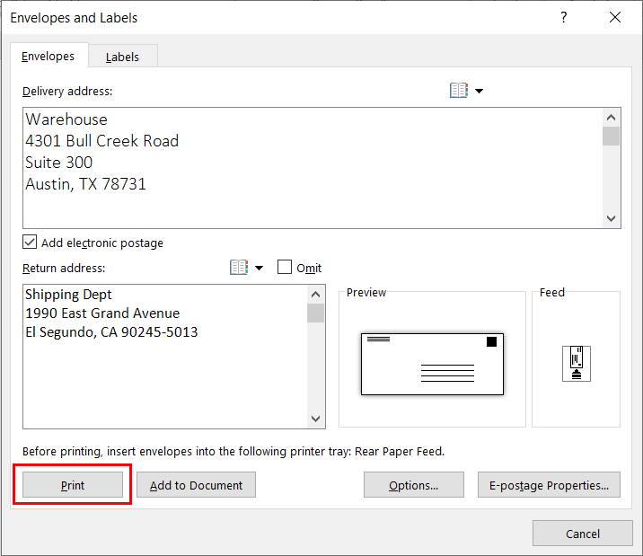 Print Postage from Microsoft Word or Outlook – Stamps