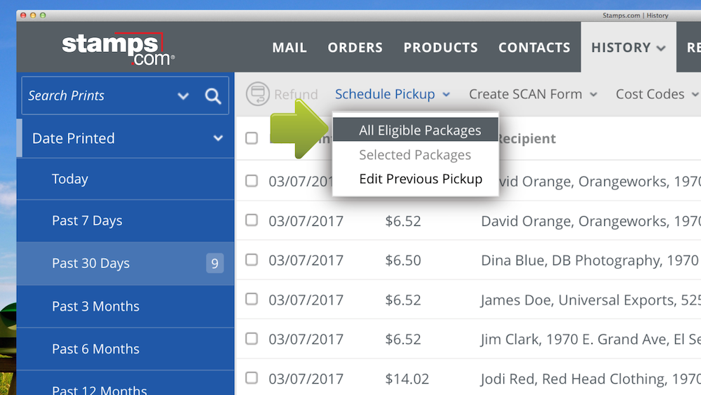 Schedule a Pickup – Stamps