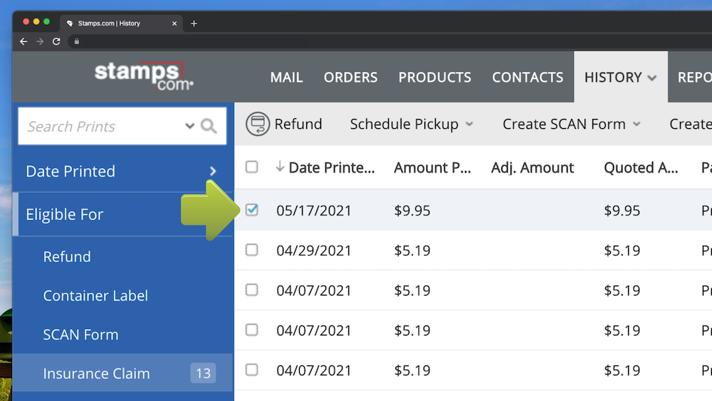 File a ParcelGuard™ Claim – Stamps