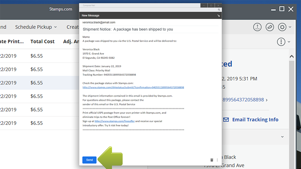 Send Shipment Notifications Emails – Stamps