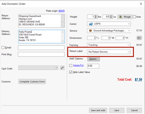 Create an Ecommerce Return Label – Stamps