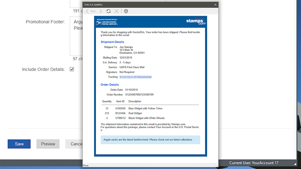 Send Shipment Notifications Emails – Stamps