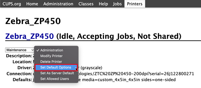 Set Thermal Printer Preferences – Stamps