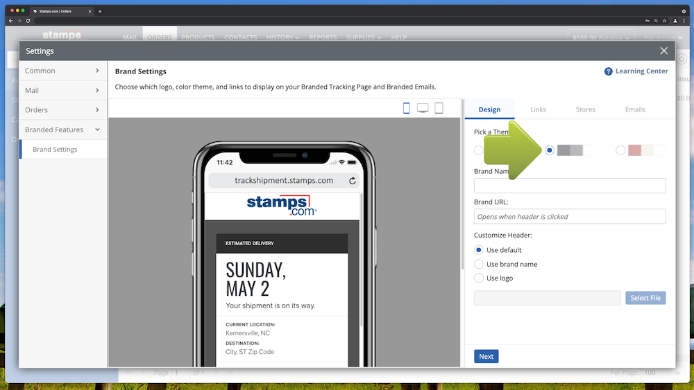 Branded Tracking & Emails – Stamps