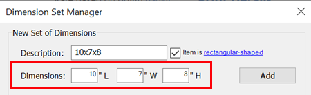 Manage Dimension Sets – Stamps