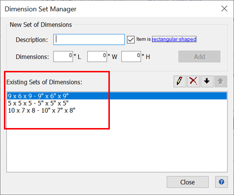 Manage Dimension Sets – Stamps