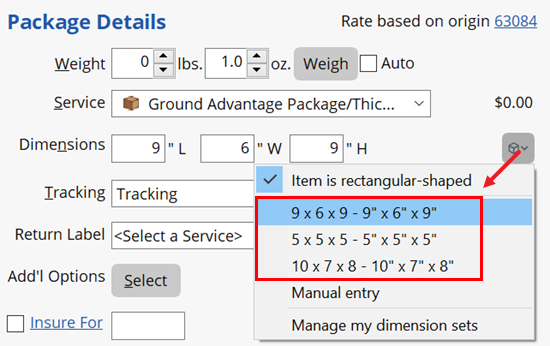 Manage Dimension Sets – Stamps