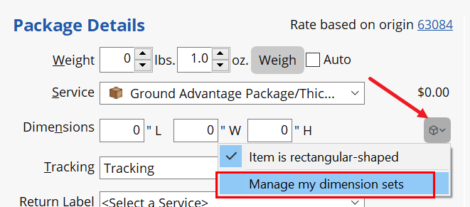Manage Dimension Sets – Stamps