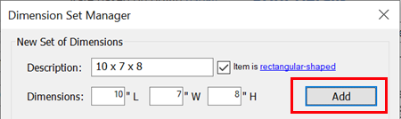 Manage Dimension Sets – Stamps