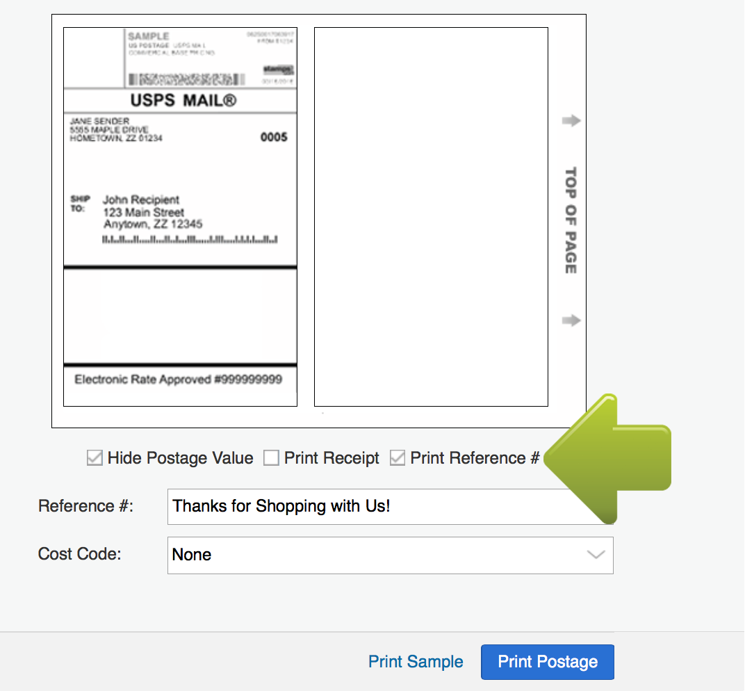 Add a Message or Reference Number to a Label – Stamps