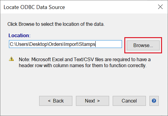 ODBC: Add an ODBC Source to the Stamps.com PC Software – Stamps