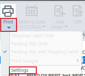 Set Default Printers for Orders in the PC Software – Stamps