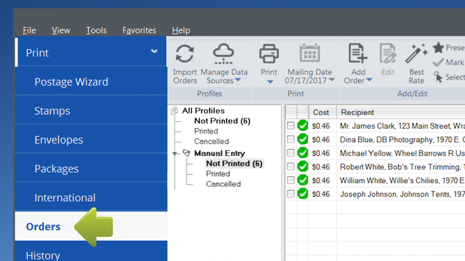 Set Default Printers for Orders in the PC Software – Stamps