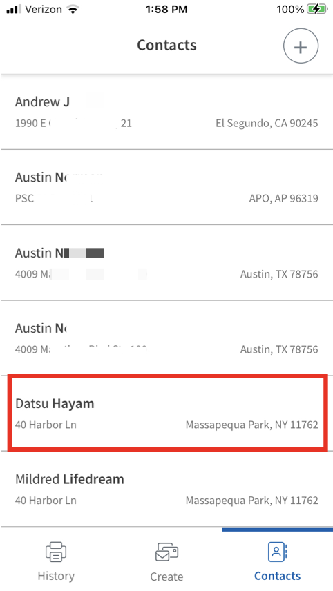 Manage Contacts in Stamps.com Mobile – Stamps