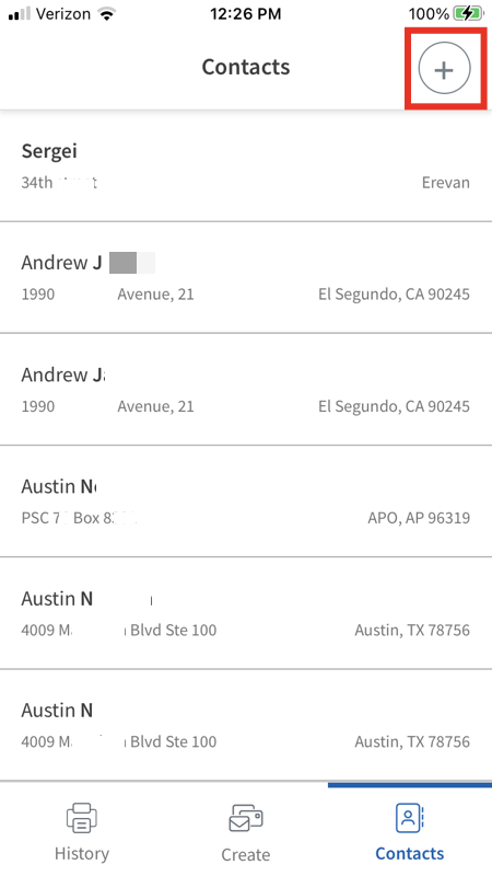 Manage Contacts in Stamps.com Mobile – Stamps