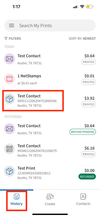 Reprint Shipping Labels in Stamps.com Mobile – Stamps