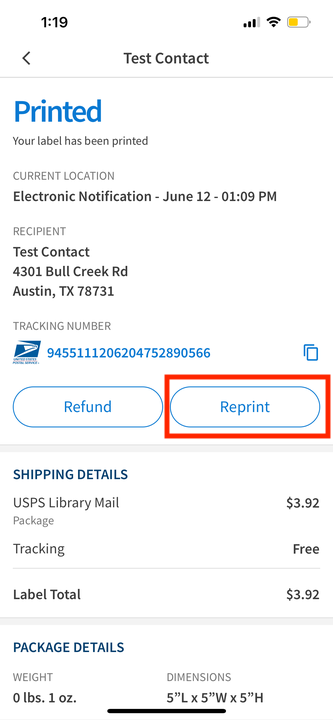 Reprint Shipping Labels in Stamps.com Mobile – Stamps