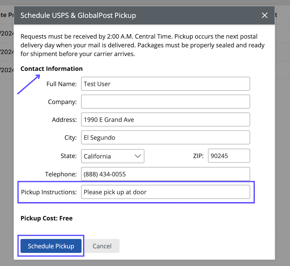Schedule a Pickup – Stamps