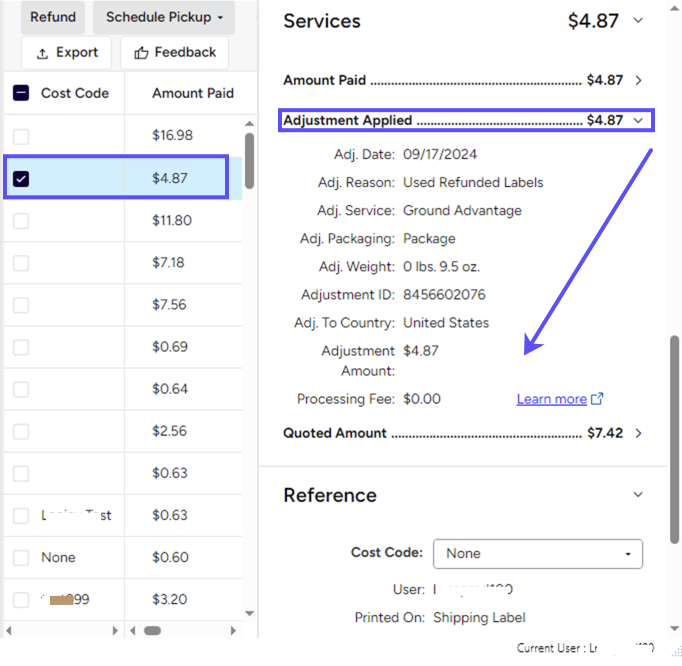 Post-Shipment Billing Adjustments – Stamps