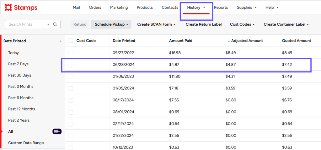 Post-Shipment Billing Adjustments – Stamps