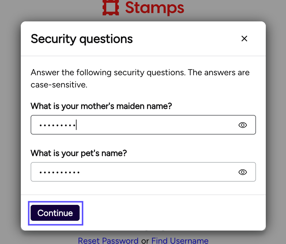 Change or Reset Your Account Passwords – Stamps