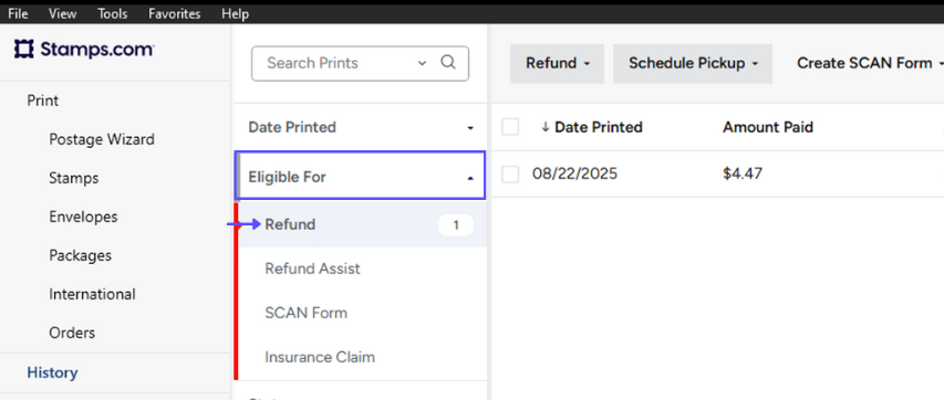 Refund an Ecommerce Label – Stamps
